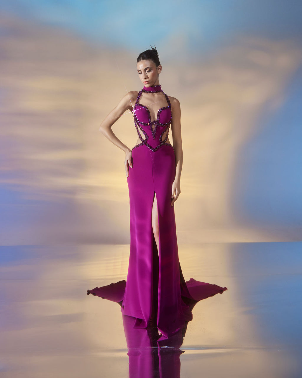 Catherine Tawk Lebanese Designer | Plum Cady Dress